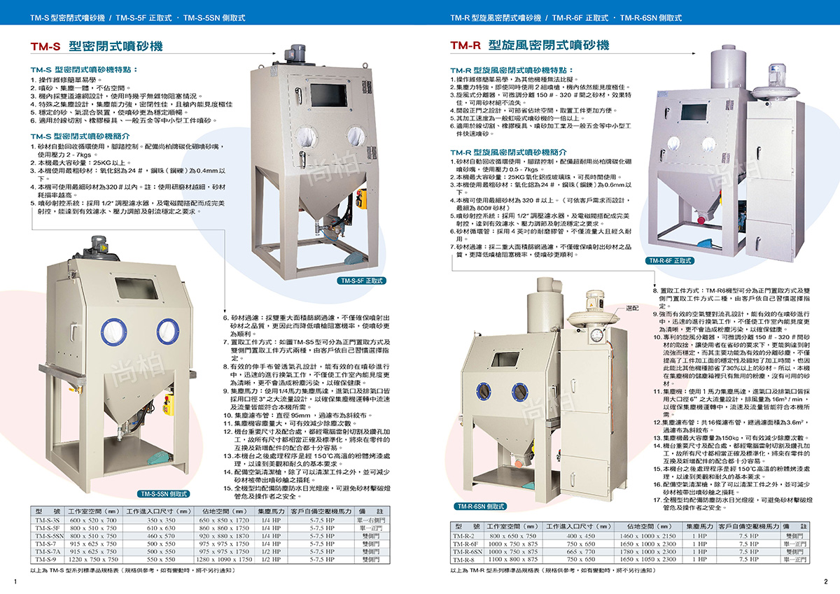 TM-R Serious Cyclone Sand Blasting Cabinets